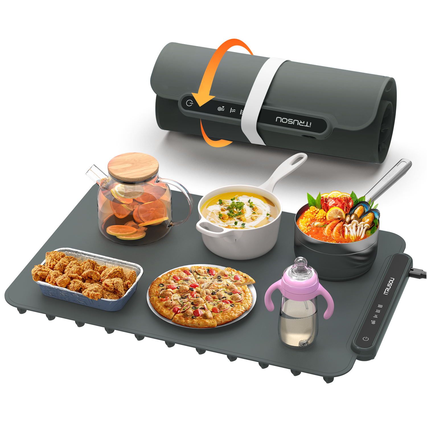 Electric Warming Tray - Full Surface Heating,Rollable & Portable,Premi ...